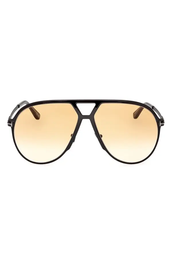 Tom Ford Xavier 64mm Gradient Oversized Pilot Sunglasses - Black